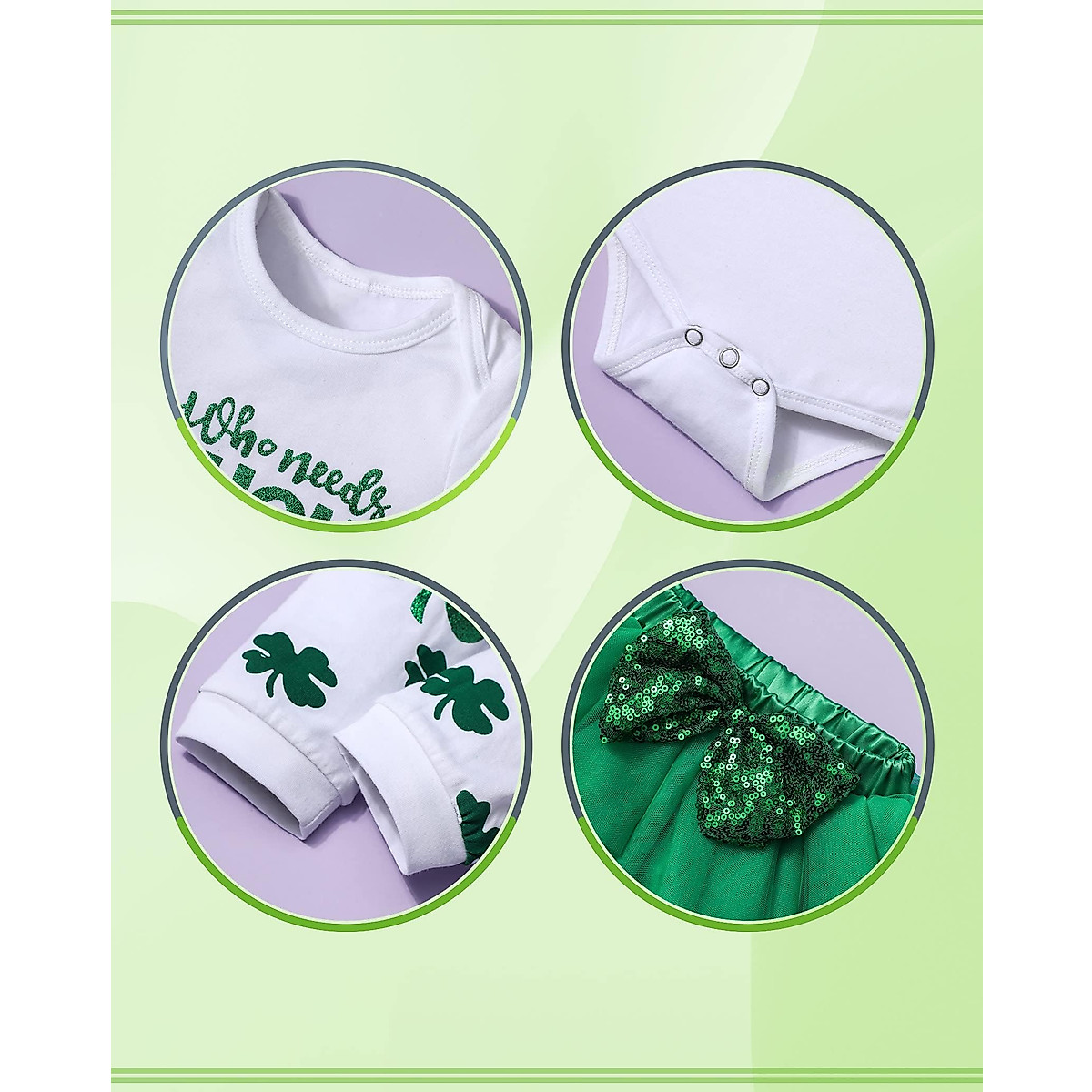 Von kilizo St Patricks Day Baby Girl Outfit Lucky Short Sleeves Romper Tutu Dress Baby Girl St Patricks Day Outfit Baby St Patricks Day Outfit Girl 0-3 Months