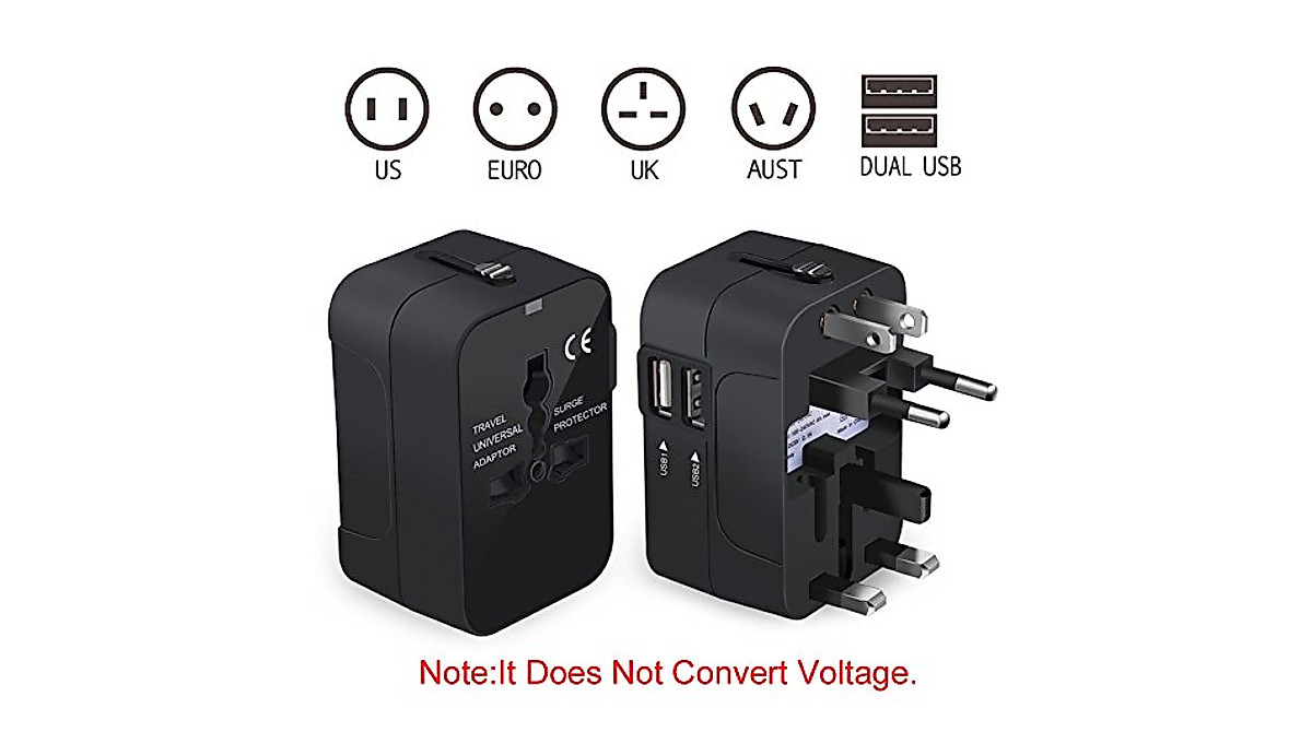 Universal Travel Adapter with Dual USB Ports