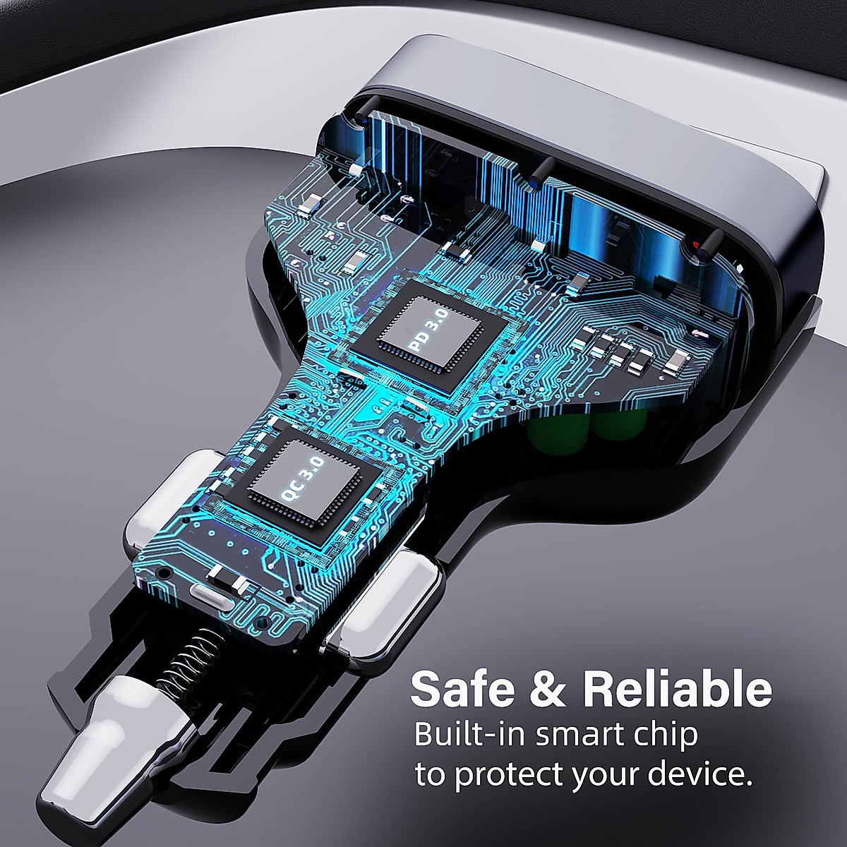 SUNDAREE Super Fast Car Charger, 60W USB Car Charger Multiport, USB C Cigarette Charger Compatible with iPhone 15 Pro Max Plus/14/13/12/11/X iPad Air/Mini 3 Samsung Note 9/S10/S9 and More