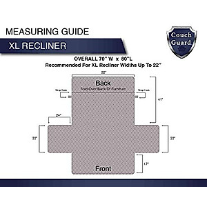 Couch Guard XL Recliner/Chair Cover - Sofa Slipcover, Stylish Furniture - Shield & Protects from Dogs, Cats, Pets, Kids with Stains - Reversible, Convenient Pocket, Easy Wash & Dry - Jory Blue - Blue