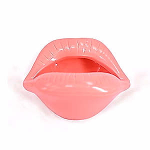 Wang-Data Creative Ceramic Cigarette Ashtrays with Lips Style Fashion Home Decorations（Pink）