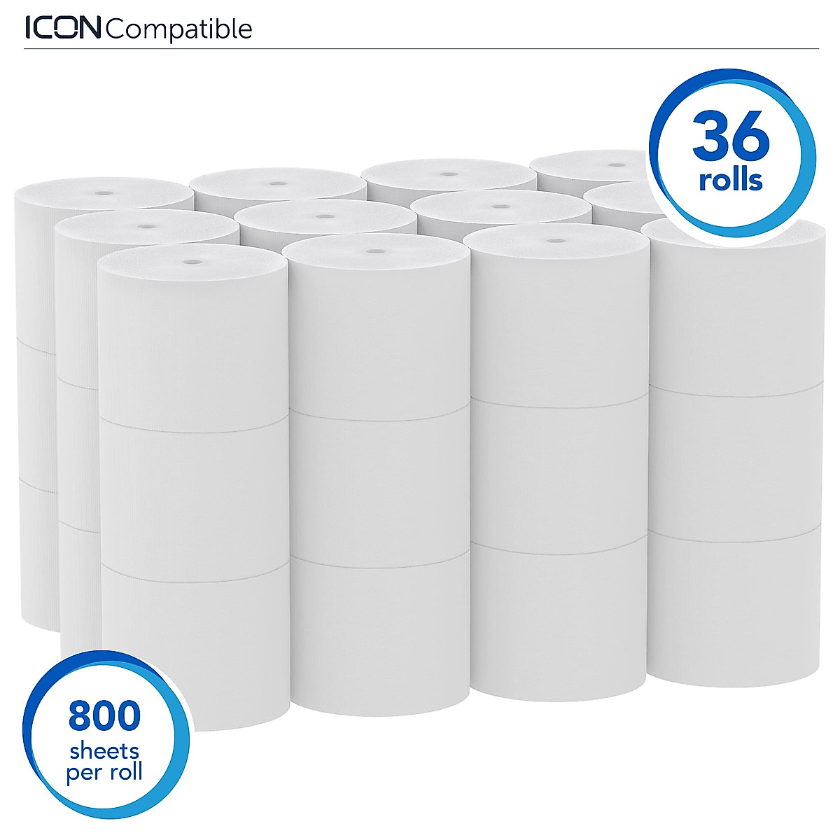 Scott Professional Essential Coreless High-Capacity Standard Roll Bulk Toilet Paper (07001), 2-Ply, White (36 Rolls of 800 Sheets, 28,800 Sheet Total)