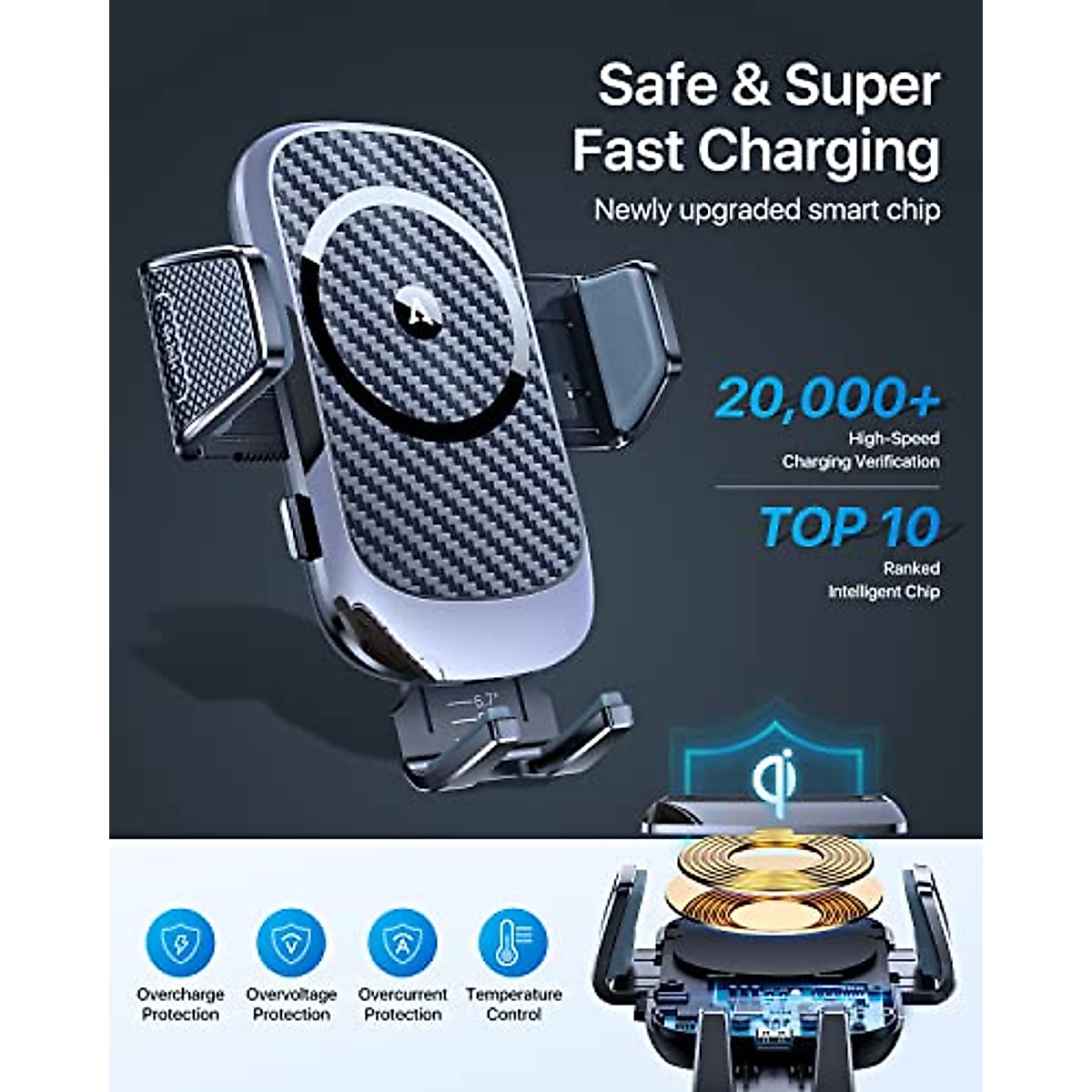 [Fast Charging] andobil 15in Wireless Car Charger, [Upgraded Secure Chip] Qi Car Cup Phone Mount with Adapter Adjustable Gooseneck Cup Holder Charger Compatible with iPhone 14 13 12 Pro Max S22 S21