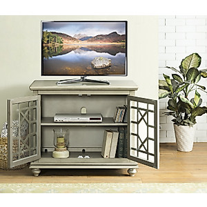 Martin Svensson Home Small Spaces 2 Door Accent Cabinet - Tv Stand, 38" W x 32" H, Antique Silver