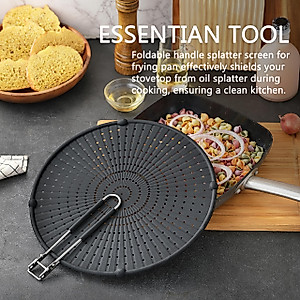 Splatter Guards for Frying, 13 Inch Silicone Grease Splatter Guard, Splatter Screen for Frying Pan with Latest Folding Handle, Cover Oil Splash When Cooking Fried Chicken or Popcorn