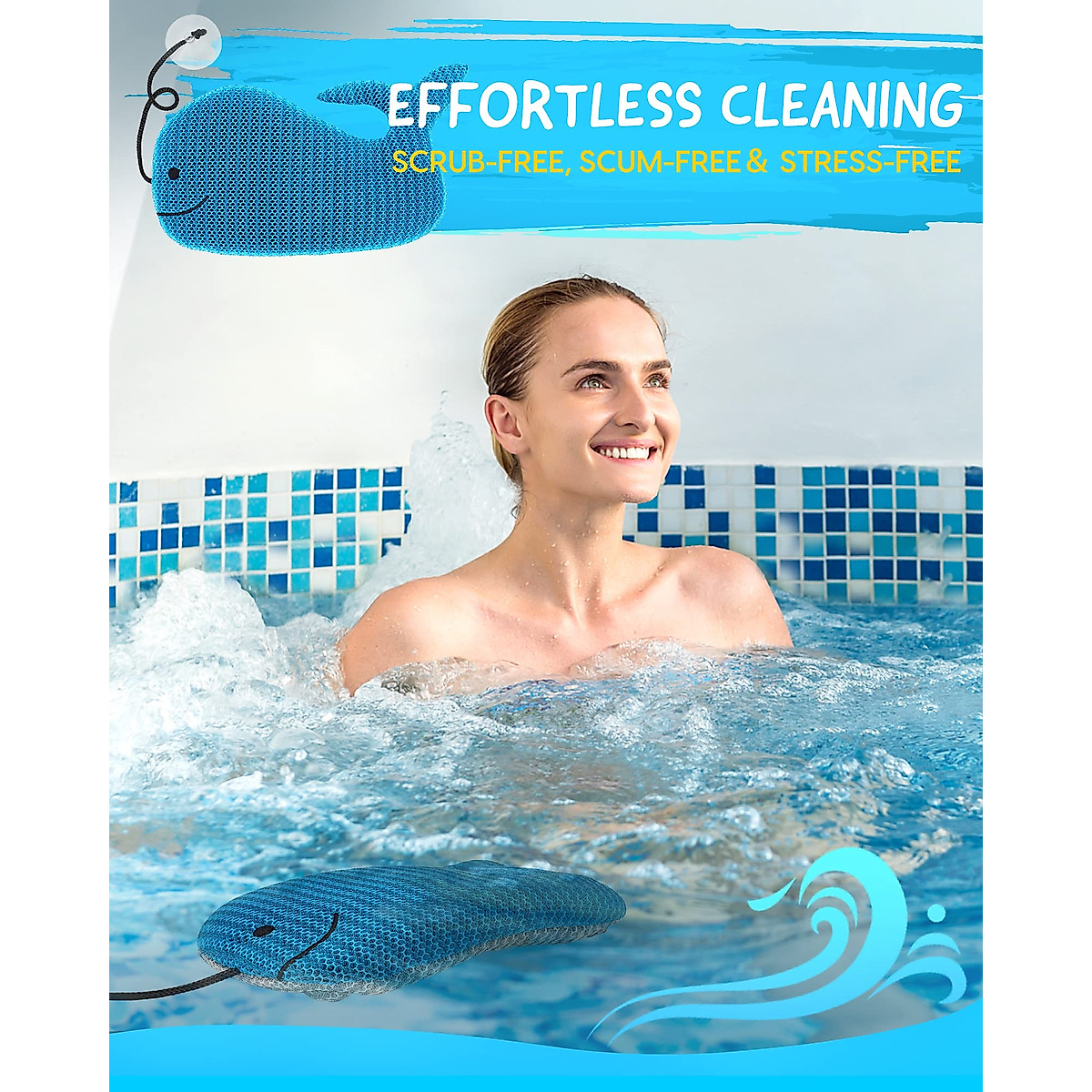 AOSYCO Hot Tub Scum Absorber, Reusable Oil Absorbing Sponge, Spa Defoamer Hot Tub Skimmer Accessories, Upgraded of Scum Bug Scumbug Scum Rays, S-C-U-M-R-A-Y Cleaner, 2Pack Cleaning Kit