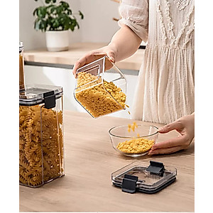 6 Pieces BPA free Airtight Food Storage Containers - Plastic Set Storage Box With Labels, Clear Food Storage Set for Snacks, Cereal, Flour, Sugar, Snacks (KTN-001)