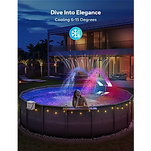 POOLHACKER Pool Fountain with 7-Color LED Lights, Above/Inground Pool Fountain Lights with Remote Control, Adjustable Pool Sprinkler Fountain with Dual Spray Heads, Above Ground Pool Cooling System