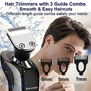 Kurener Electric Shaver Razor for Men Rechargeable 100% Waterproof Rotary for Shaving with Nose Trimmer Sideburns Trimmer Face Cleaning Brush