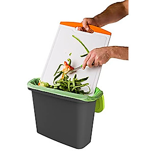 Amazon Exclusive Combo - 48 Gallon Compost Tumbler with Compost Cart, 9 Liter Compost bin, 3 Rolls of Corn Bags and Plant Caddy