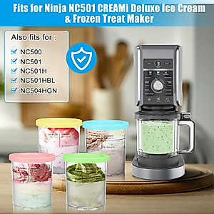 Pint Containers for Ninja Creami Deluxe Pints and Lids，Ice Creami Pints for Ninja Creamy NC500 NC501 Creami Deluxe Pints 4 Pack 24 oz Ice cream Containers Set