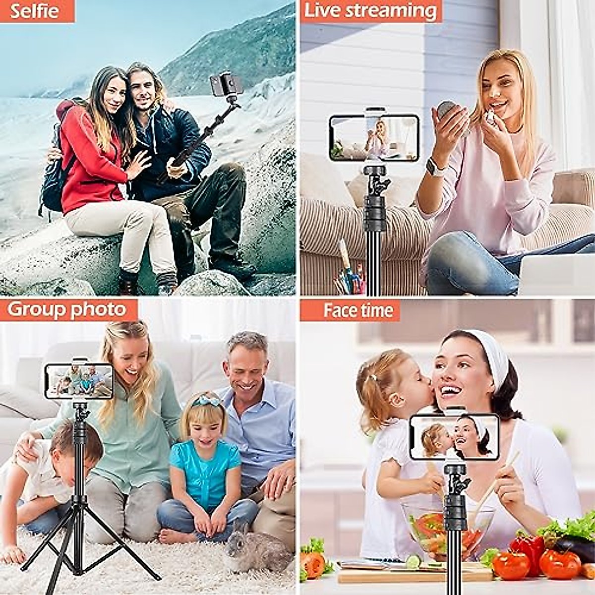 Aureday 67'' Cell Phone Tripod Stand with Remote Control - Versatile Selfie Stick Tripod for Live Streaming, Vlogging, and More - Compatible with iPhone, Android, GoPro, Cameras