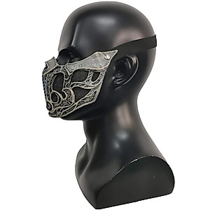 Mortal Kombat Mask Sub-ZeroSaibotScorpionLin Kuei Cosplay Half Face Latex Masks Halloween Costume Accessory 2021 (Sub Zero 2021 A), Grey, Medium