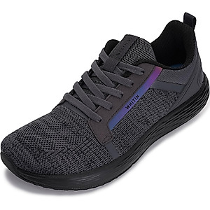 WHITIN Men's Wide Width Toe Box Road Shoes Zero Drop size 12 Tennis Sports Knit Breathable Indoor Workout Gym Rubber Non Slip Cushioned Grey 46