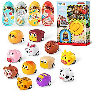 Toddler Chicken Easter Eggs Toys,Cars Advent Calendar for Kids, Animal Stocking Stuffer Toy Cars with Animals Vehicles Set, Play Race Cars and Trucks Perfect for Toddler, Boys and Girls