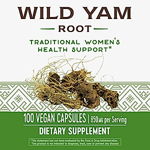Nature's Way Wild Yam Root, Traditional Women's Health and Gastrointestinal Support*, 850 mg per serving, 100 Vegan Capsules