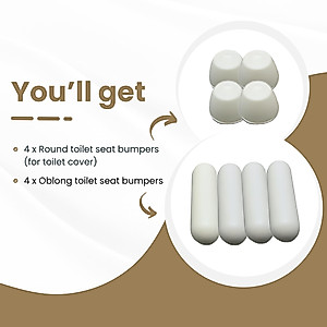 Gadgetime USA Toilet Seat Bumper Kit - Toilet Seat Risers & Toilet Cover Bumpers with Rubber Adhesive Pads - Bidet Compatible Toilet Seat Accessories for Cushioning & Protection - Pack of 4