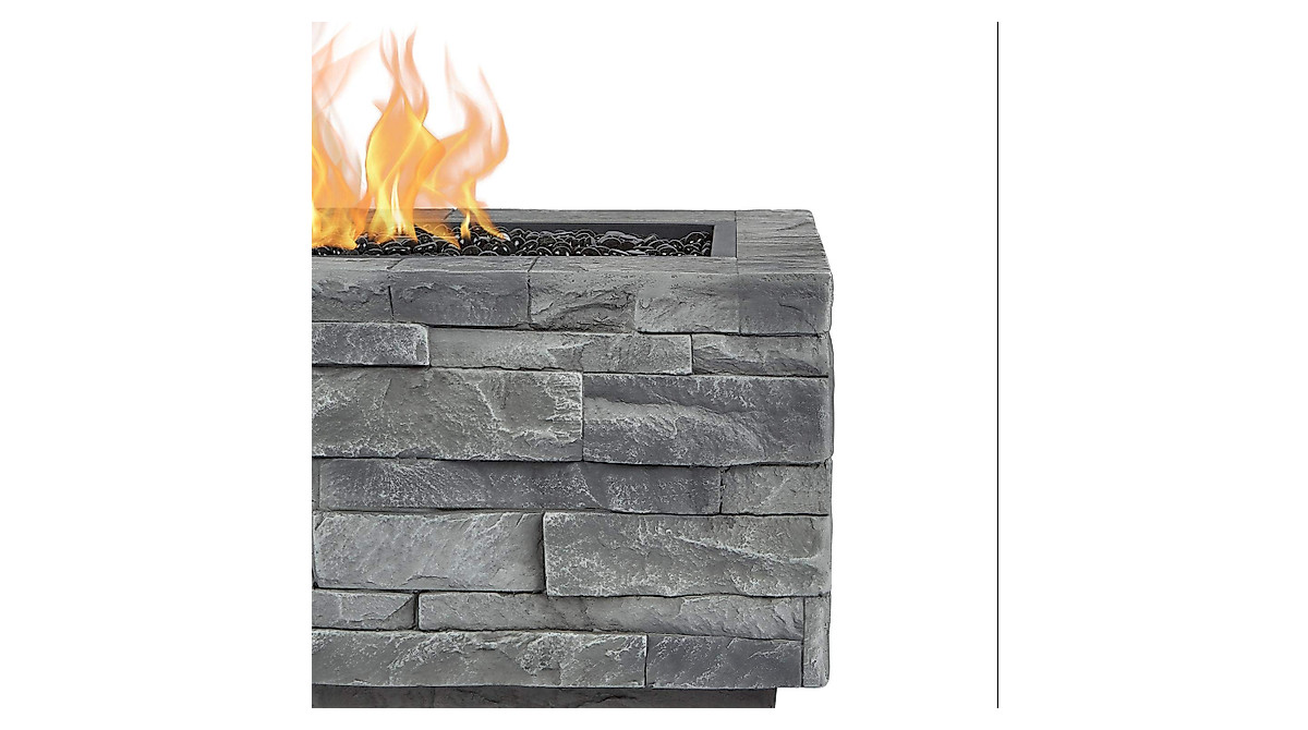 Real Flame Ledgestone Fire Pit - Grey Outdoor Gas Fireplace