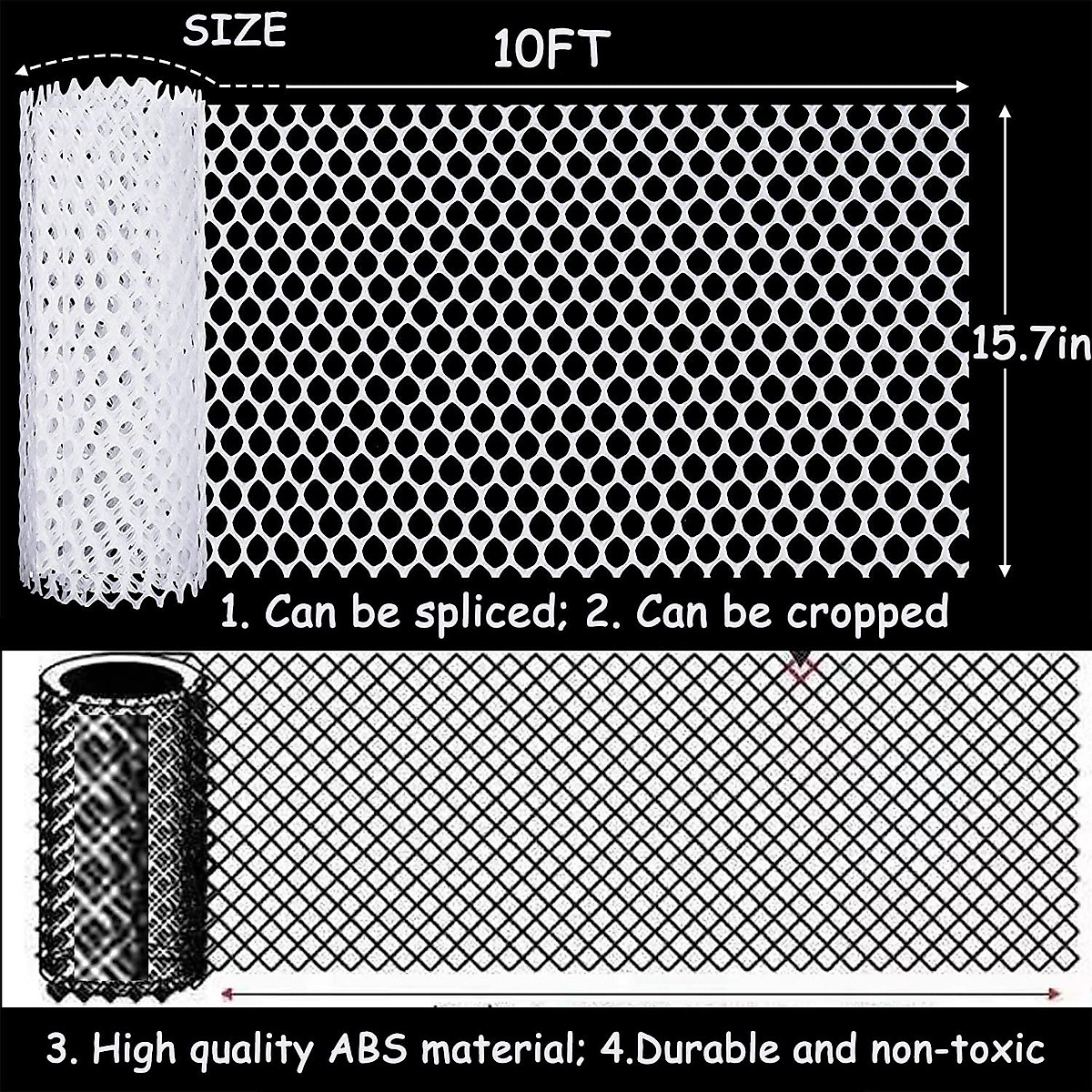 15.7IN x 10FT White Plastic Chicken Wire Fence Mesh,Hexagonal Plastic Poultry Netting for Chicken,Upgraded Plastic Garden Mesh Fencing for Gardening Wire Frame for Crafts, Balcony Protection Net