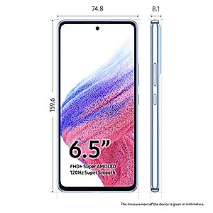 SAMSUNG Galaxy A53 5G Dual A536E 256GB 8GB RAM Factory Unlocked (GSM Only | No CDMA - not Compatible with Verizon/Sprint) - Blue