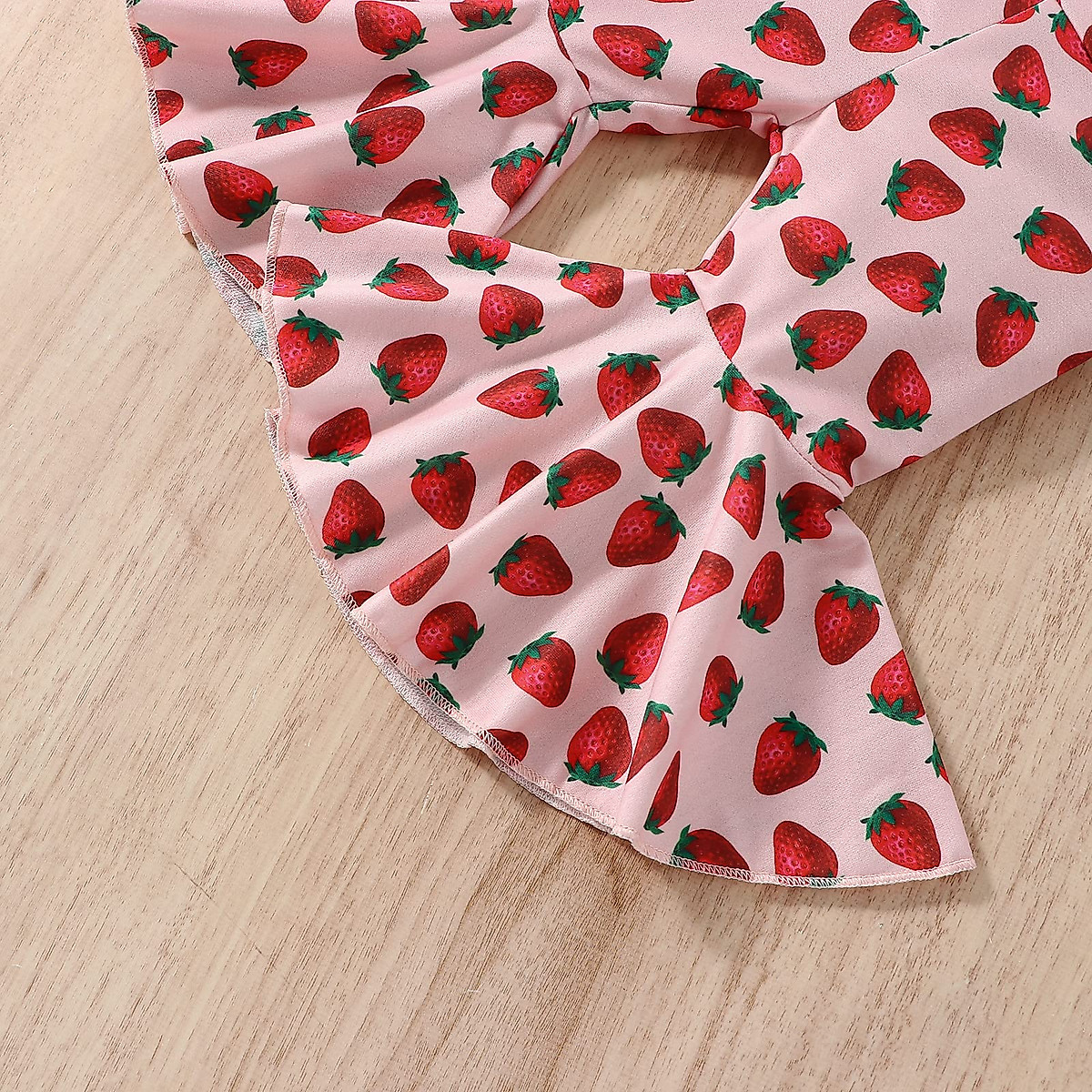 Baby Girl First Birthday Outfit Sweet One Fruit Short Sleeve Romper Top Flare Pants Headband 3Pcs Cake Smash Clothes (Strawberry, 12-18 Months)