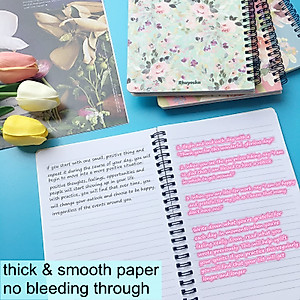 Rhuyoshn Spiral Notebooks, Cute Journals for Women, 4 Pack College Ruled Hardcover Notepad for Work, B6 Size, Small 5 × 7 Flower Journal Office Supplies