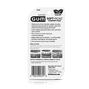 GUM Soft-Picks Comfort Flex, Easy to Use Dental Picks for Teeth Cleaning and Gum Health, Disposable Interdental Brushes with Convenient Carry Case, Dentist Recommended Dental Floss Picks, 80ct