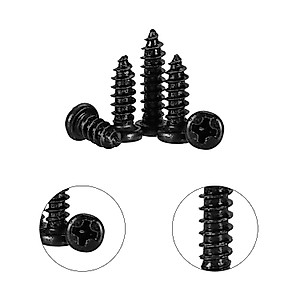 HanTof 750Pcs Small/Micro/Tiny/Mini Self-Tapping Screws,M1.7 M2 M2.3 M2.6 M3 Phillips Pan Head Screws for Laptop Computer Repair,Cross Recessed Wood Screws,DIY Electronic Screws,Carbon Steel (Black)