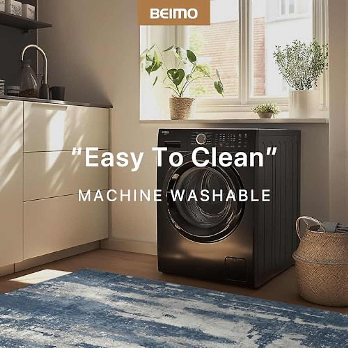 BEIMO Area Rugs 5x7 for Living Room Bedroom Machine Washable Modern Abstract Soft Large Blue Rugs with Non Slip Backing, Floor Carpet for Dining Room