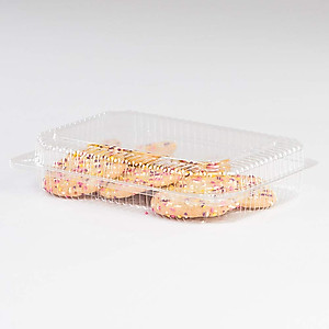 Detroit Forming LBH-615 Clear OPS Plastic Square Hinged Locking Lid Food Container, 9 x 6.5 x 2 Inches | 350/Case