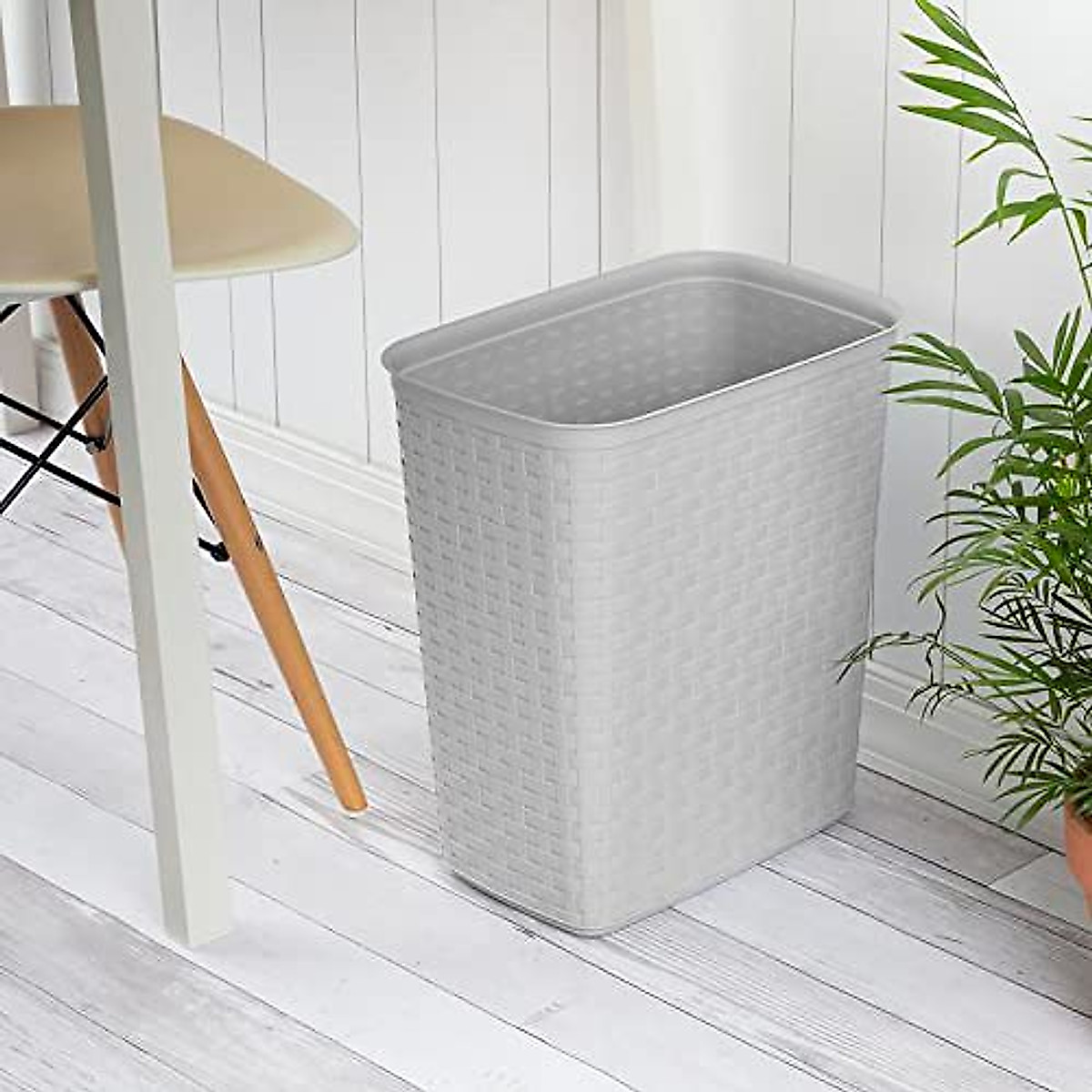 Sterilite 10386A06 Weave 5.8 Gallon Plastic Home Office Bedroom Bathroom Waste Bin Basket Trash Garbage Can, Cement Gray (18 Pack)
