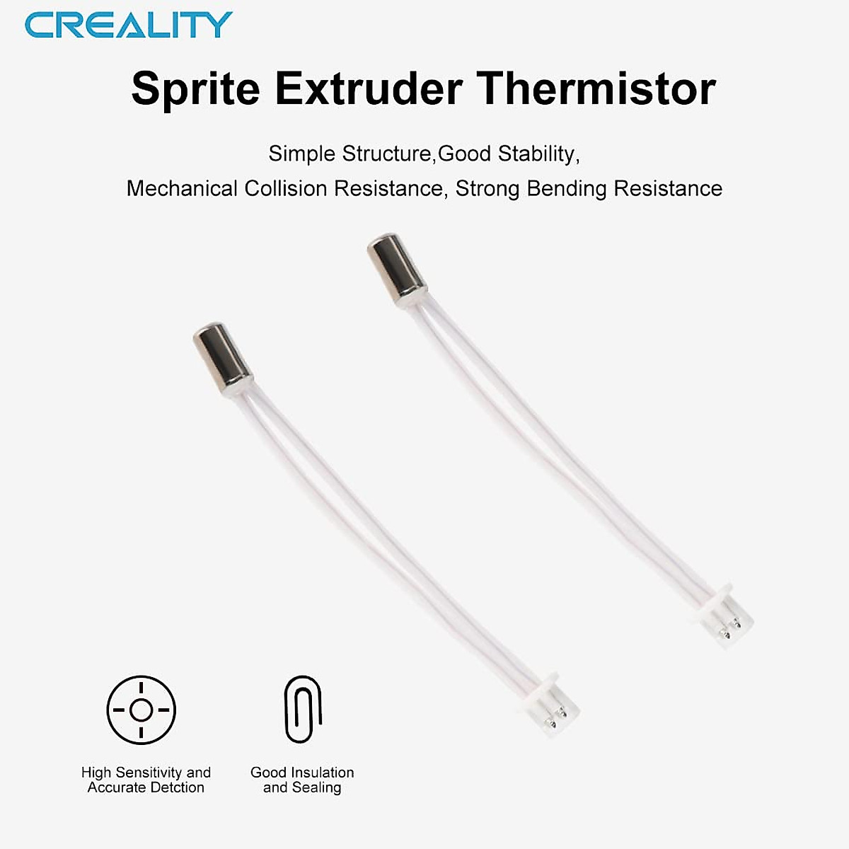 Official Creality Original Ender 3 S1 Thermistor Sensor 5 Pack, NTC100KΩ 3950K 3D Printer Hotend Replacement Parts Thermistor Temp Sensor Compatible with Sprite Extruder Heater Block