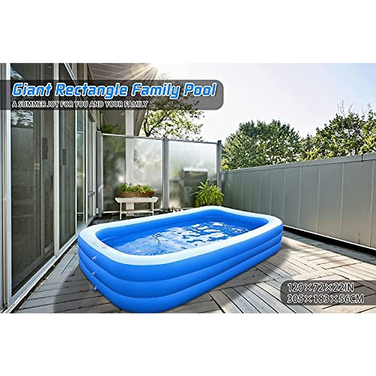 Inflatable Swimming Pools 120" X 72" X 22"Full Size Splashing Pool for Adults, Kids, Toddlers, Blow up Paddling Pool for Indoor,Outdoor, Garden, Courtyard, Summer Party