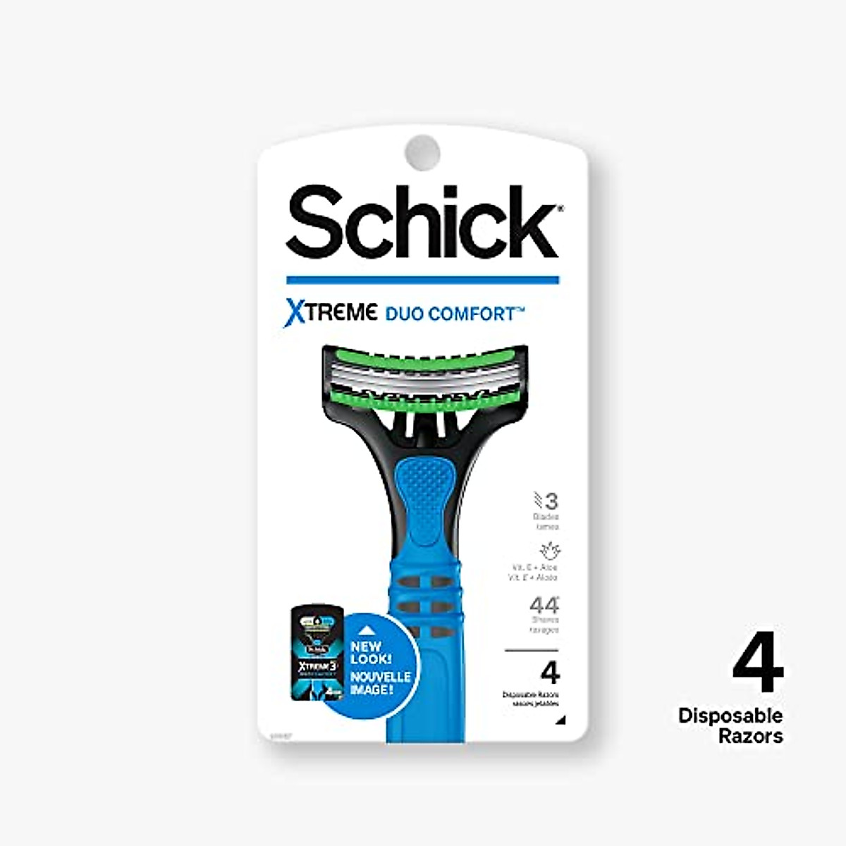 Schick Xtreme 3 Duo Comfort Disposable Razor for Men, 4 Count