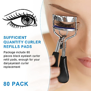 Mudder 80 Pieces Eyelash Curler Refills Pads Soft Curler Replacement Refills Pads for Universal Eyelash(White, Aqua Blue, Blue, Dark Blue)