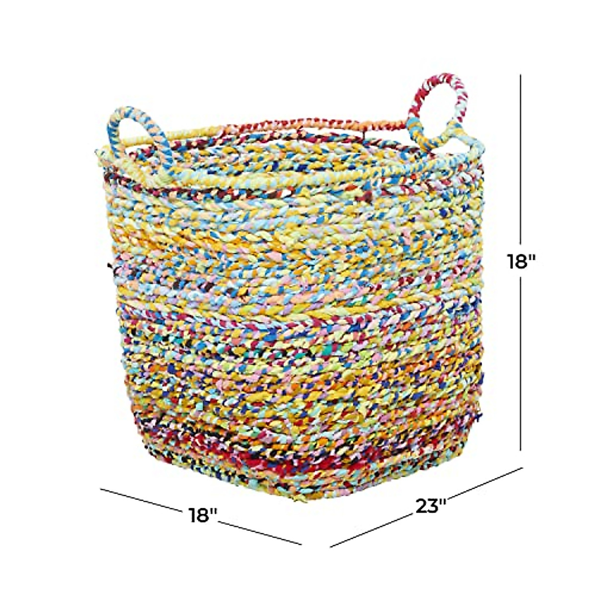 CosmoLiving by Cosmopolitan Cotton Round Storage Basket with Handles, 23" x 18" x 18", Multi Colored
