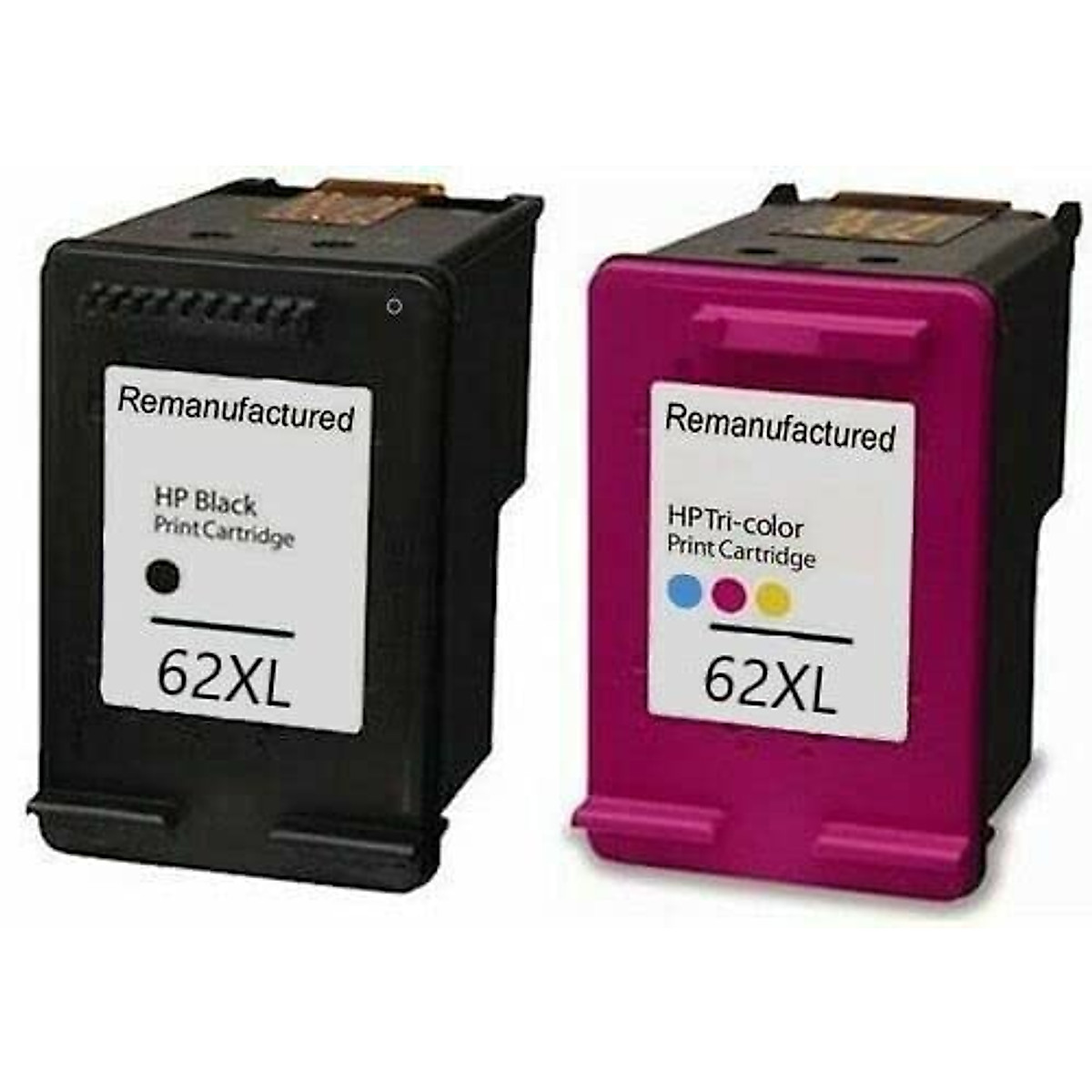 Remanufacturered 62XL Ink Cartridges Combo Pack Replacement for HP 62 XL Ink Works with HP Envy 5540, 5660, 7640, 7645 Series, HP OfficeJet 5740, 5745 Series (1 Black & 1 Tri-Color)