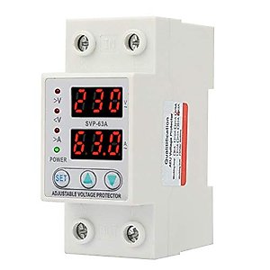 Double LED Display Single Phase Adjustable Voltage Current Protector Voltage Protective Device AC230V 63A 81 x 36 x 60mm