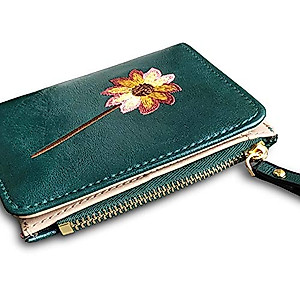 AOXONEL Girls Wallet Small Bifold Womens Wallets Rfid,Compact Female Cute Mini Zipper Coin Card Purse for Teen Girl Kids (Green)