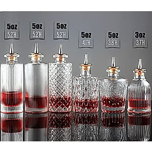 Bitters Bottle Set of 6 Dasher Bottles for Cocktails with Zinc Alloy Dash Tops and Stoppers, Dispenser Bottles, Barware Set for Home Bar (6 pacl)