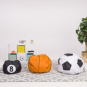 Posh Creations Kids Stuffed Animal Storage Bean Bag Chair Cover - Childrens Toy Organizer, Large-38in, Sports Basketball