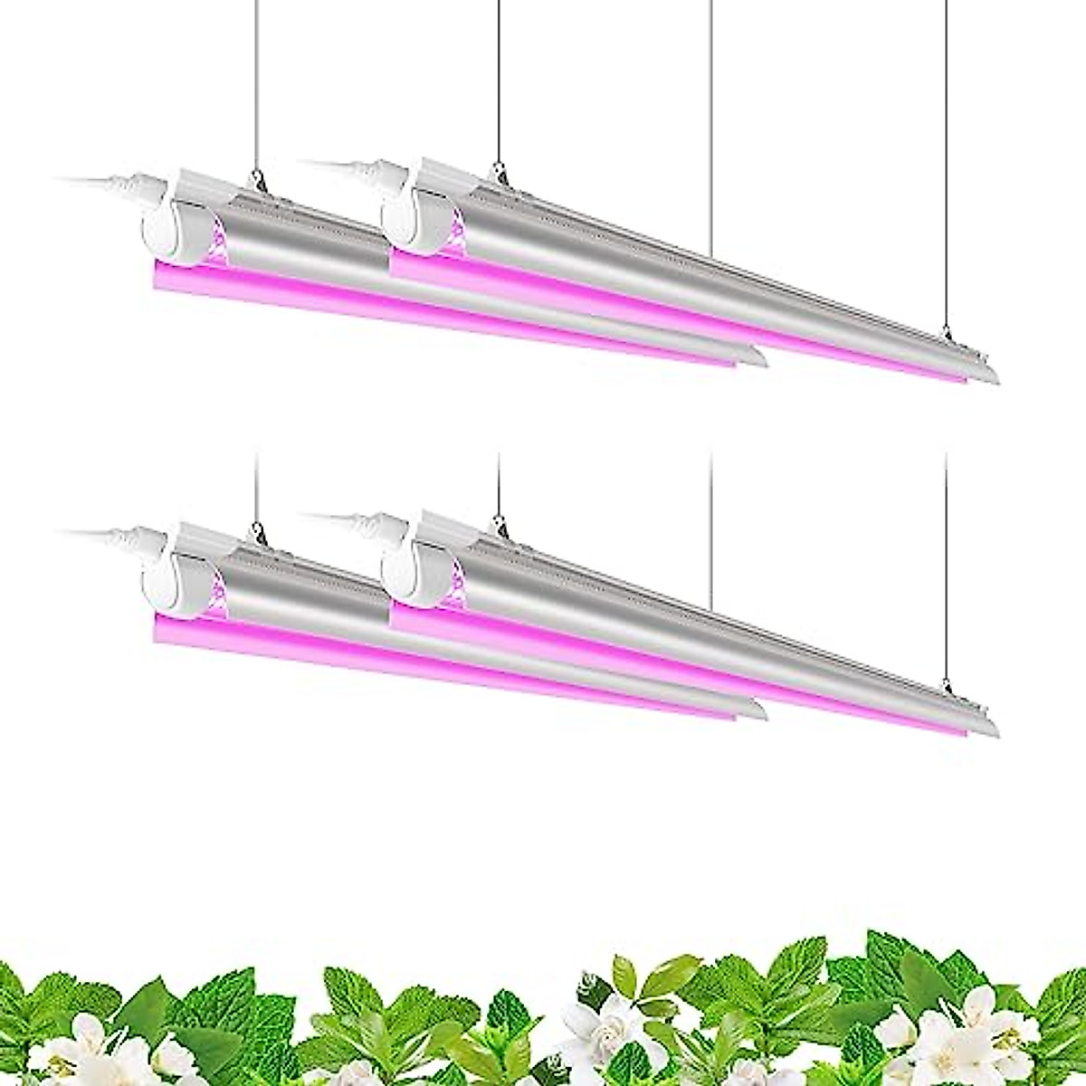Barrina LED 4FT, 168W(4 x 42W, 1000W Equivalent), Full Spectrum, V-Shape with Reflector, Grow Light Strip for Indoor Plants, 4-Pack