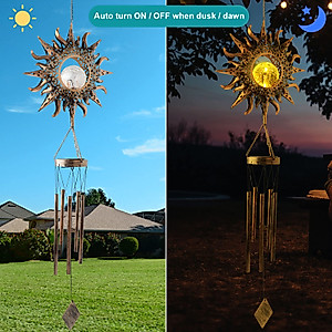 Sun Wind Chimes Solar Retro Windchimes Sympathy Gift, Wind Chimes Outdoor, Gifts for mom, Gifts for Grandma, mom Gifts, Memorial Wind Chimes.