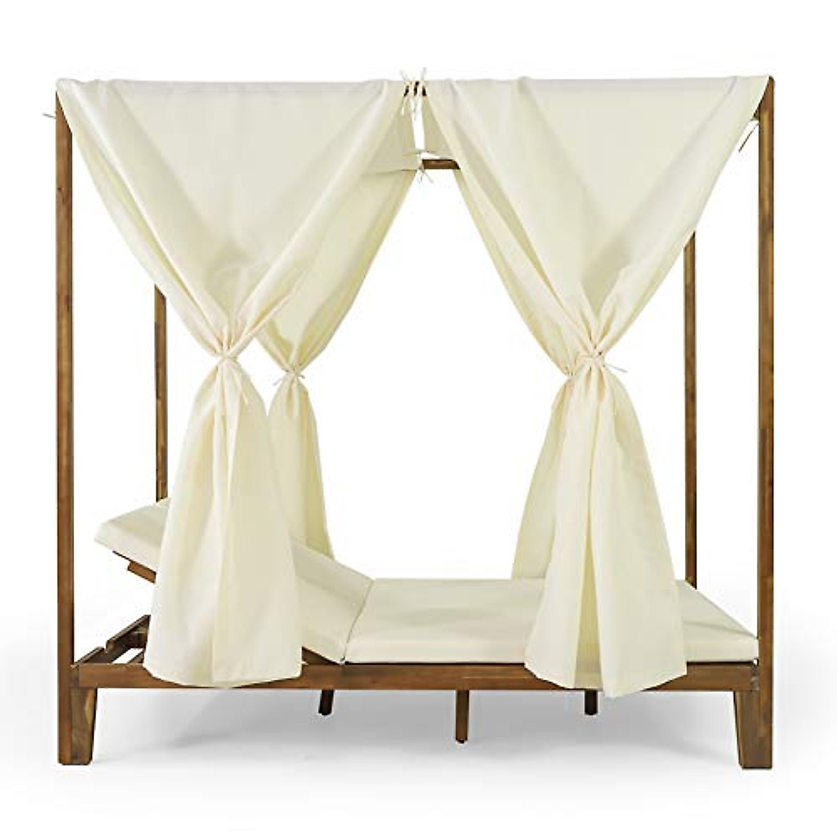 Christopher Knight Home OUTDOOOR Chaise Lounge, Teak and Cream