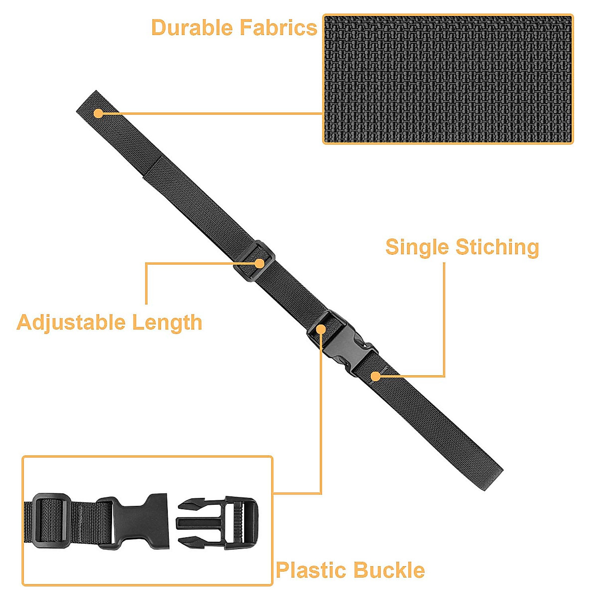 MAGARROW 40" Strap Buckle Packing Straps Adjustable 1-Inch Belt (1" Wide - 40" Long, Black (4 PCS))