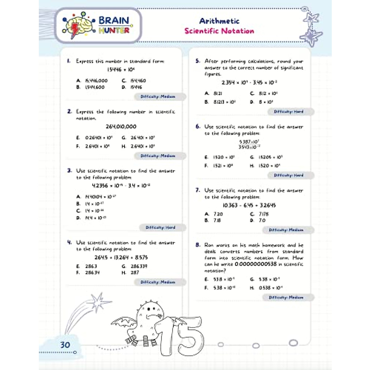 Math Practice Workbook Grades 6-8: 1000+ Questions You Need to Kill in Middle School by Brain Hunter Prep (Arithmetic, Algebra, Geometry, Measurement, ... more in Kill It Series by Brain Hunter Prep)