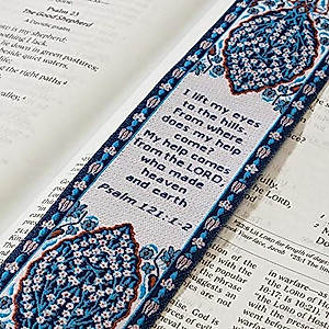 The Lord is My Help, Bulk Pack of 6 Woven Fabric Christian Bookmarks, Silky Soft Psalm 121:1-2 Flexible Bookmarker for Novels Books and Bibles, Traditional Turkish Woven Design, Memory Verse Gift
