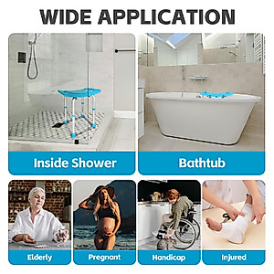 Gillion Shower Chair for Inside Shower 350Lbs, 𝐅𝐫𝐞𝐞 𝐒𝐡𝐨𝐰𝐞𝐫 𝐒𝐜𝐫𝐮𝐛𝐛𝐞𝐫 𝐁𝐮𝐧𝐝𝐥𝐞𝐬, Shower Stool with Tool-Free Assembly Shower Seat for Bathtub Bath Chairs for Elderly and Disabled