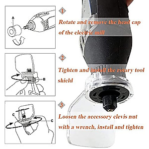 Bestgle 4 pcs Rotary Tool Shield Attachment, Safety Protective Cover Transparent Cover Shield Kit Accessories Wood Metal Cutting Sanding Polishing for Rotary Grinder