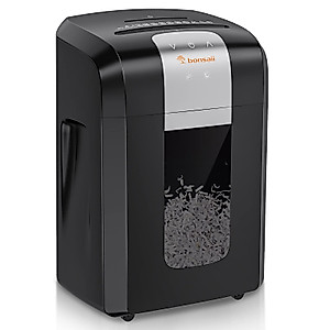 Bonsaii 14 Sheet Paper Shredder for Office, 60-Mins Cross-Cut P-4 Level Paper Shredder Shreddable Document/Mails/CDs/Credit Cards with 4.2 Gal Pullout Basket, Jam Proof & 4 Casters(3S16 Upgrade)